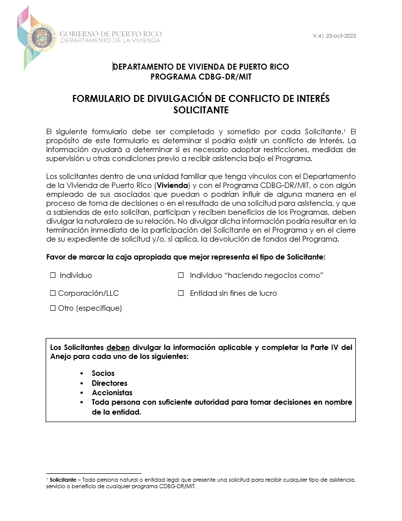 Programa de Asistencia Directa al Comprador - Recuperación Fondos CDBG-DR/MIT